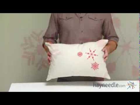 Chooty and Co Linen Natural Red Snowflake Embroidered Throw Pillow - Product Review Video
