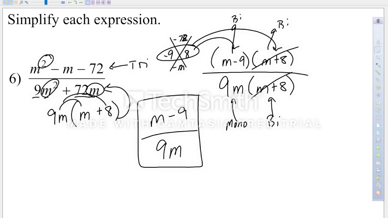5 1 Simplifying Rational Expressions by Multiplying