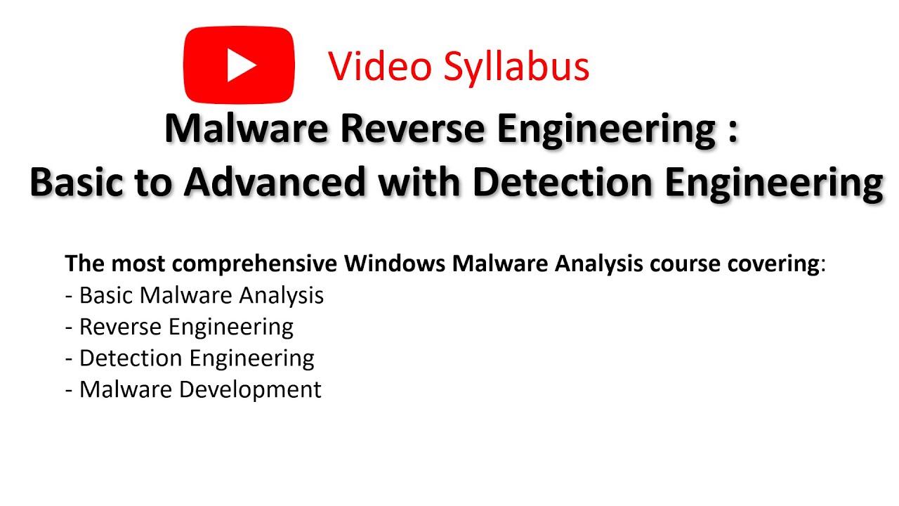 Malware Reverse Engineering  : Basic to Advanced with Detection Engineering - Syllabus