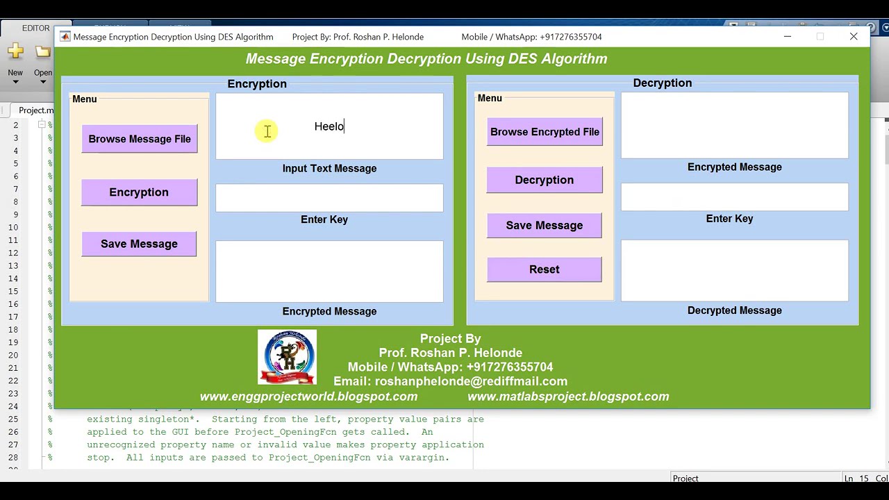 DES Message Encryption Using Matlab Project Source Code - Encryption Decryption Using DES Algorithm