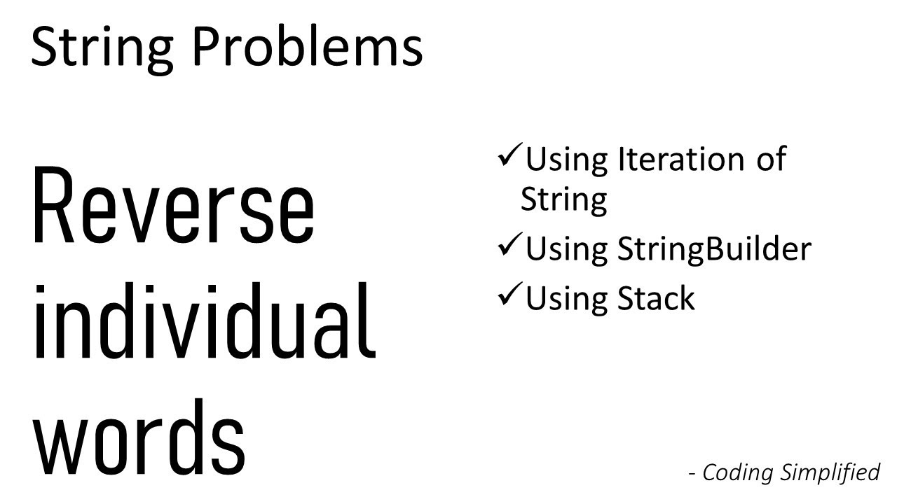 String Problem - 6: Reverse Individual Words in Given String | Java Implementation