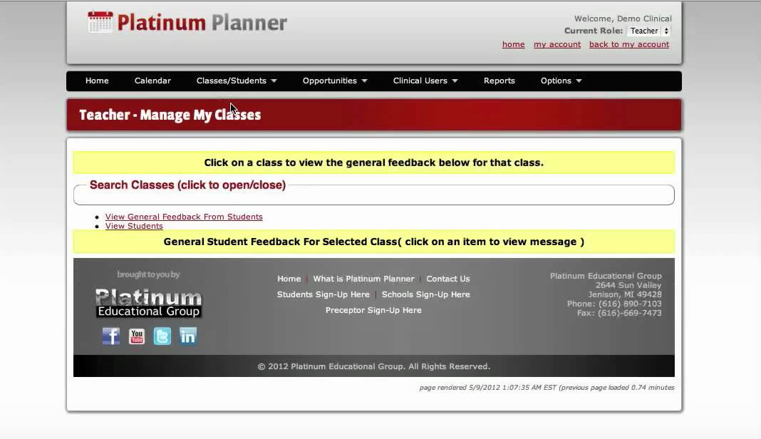 Platinum Planner for instructor