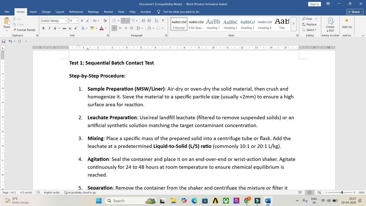 SEQUENTIAL BATCH CONTACT METHOD