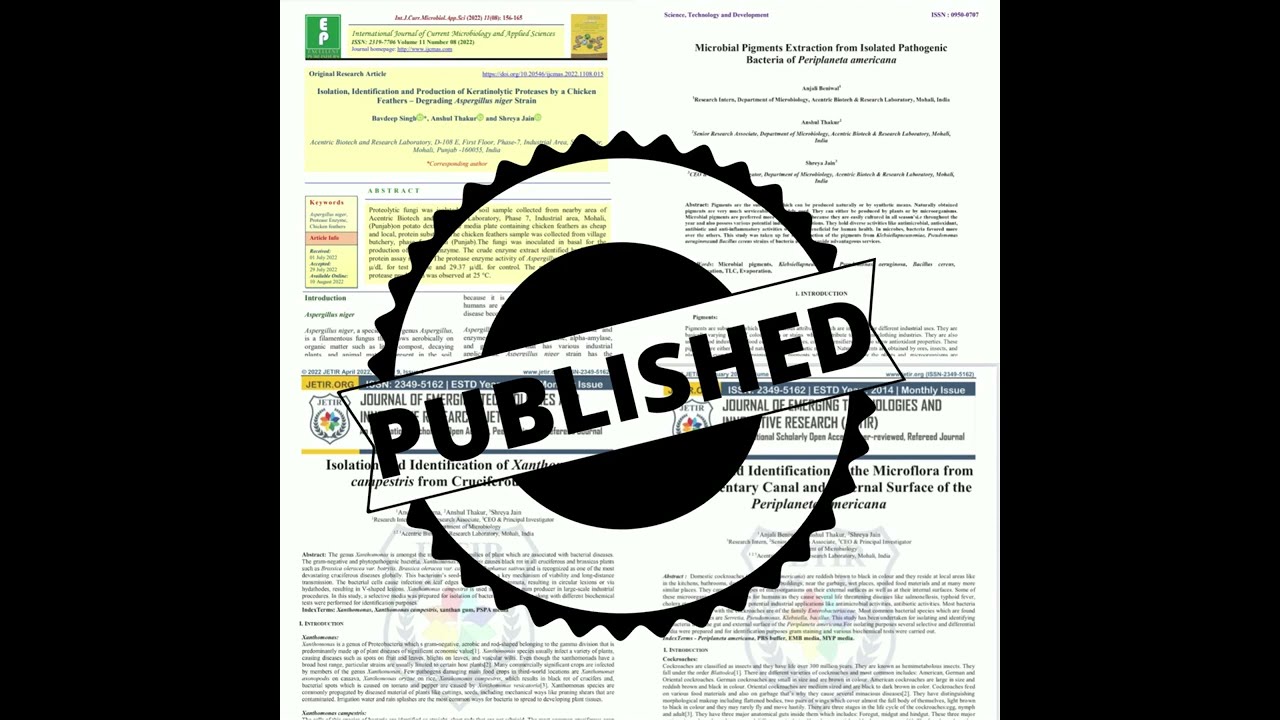 Paper Publication | UGC Approved National and International Journals | Acentric Biotech Laboratory