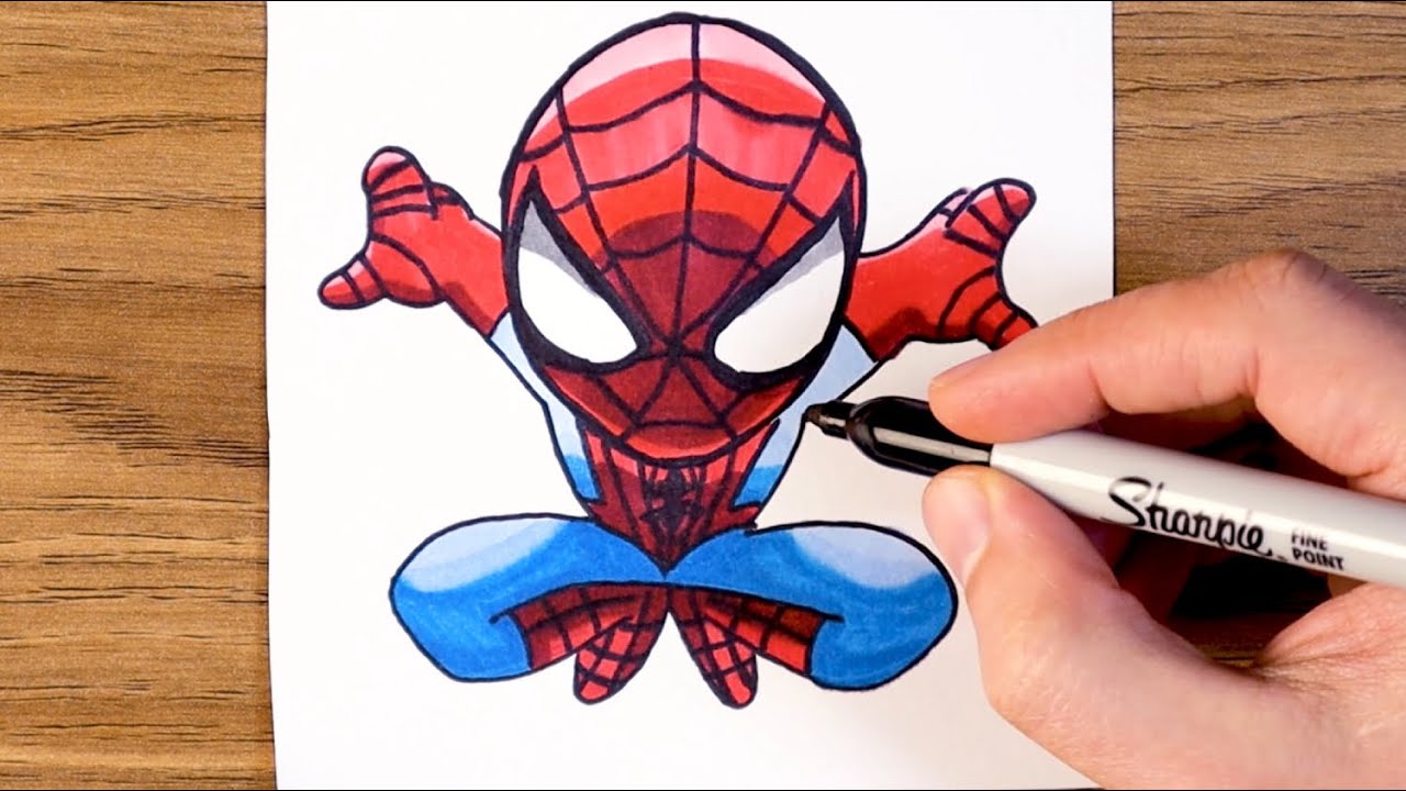 How To Draw  SPIDERMAN: cute chibi style