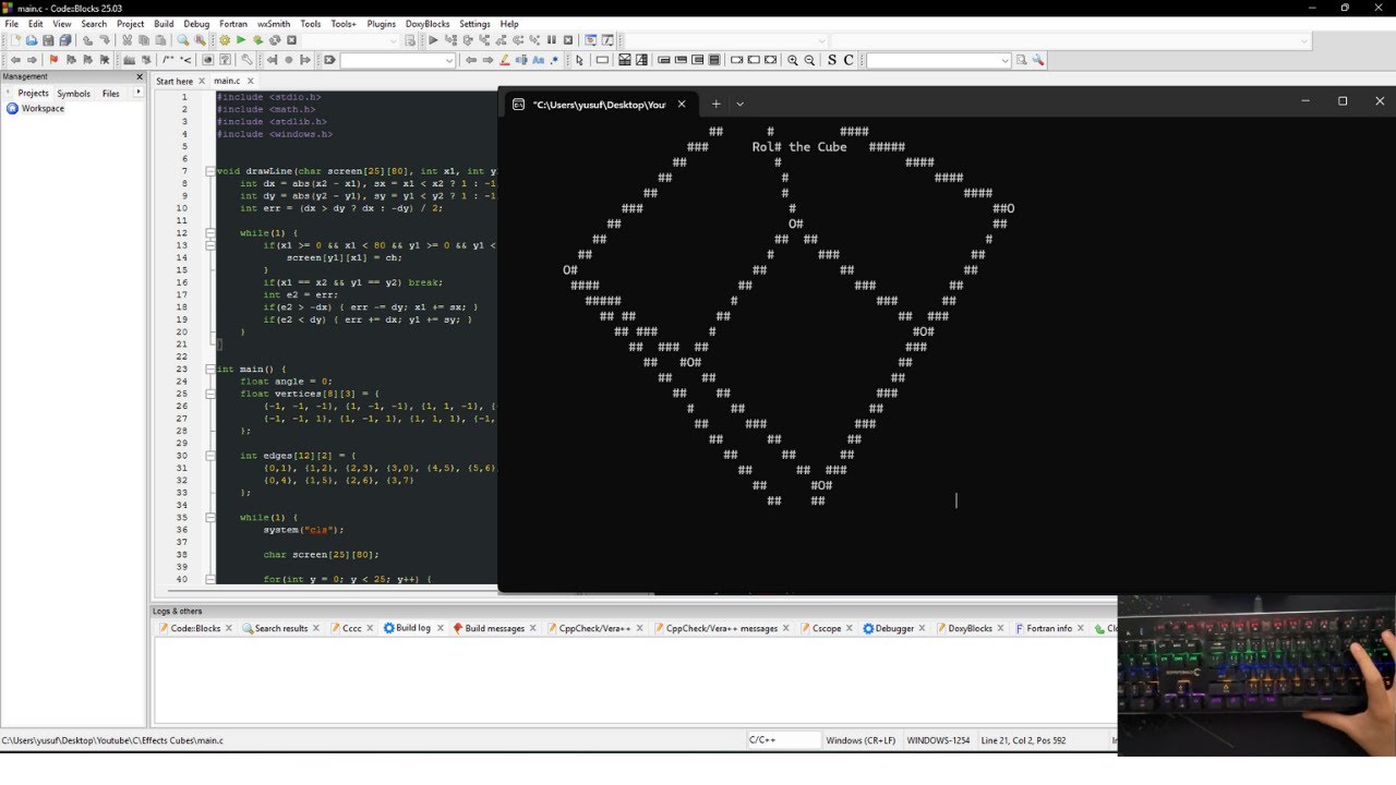ASMR Programming - Coding a Rotating 3D Cube - No Talking
