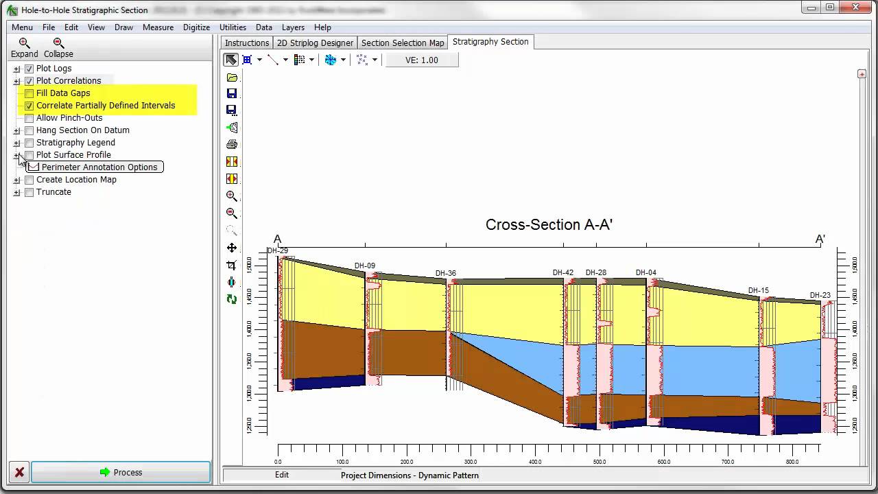 (OBS 8) RockWorks: Borehole Manager - Stratigraphy Straight Line Cross-Sections (RockWorks15)