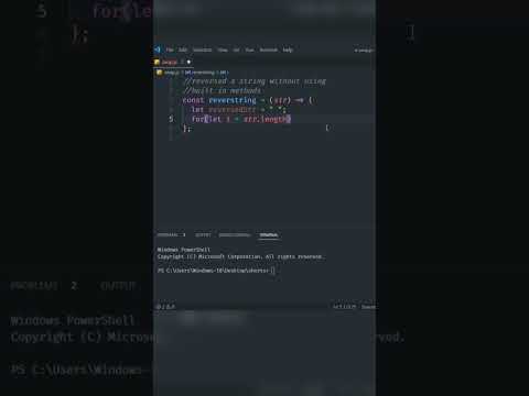 Reverse a string without using built in method in javascript #youtube #ytshorts #youtubeshorts