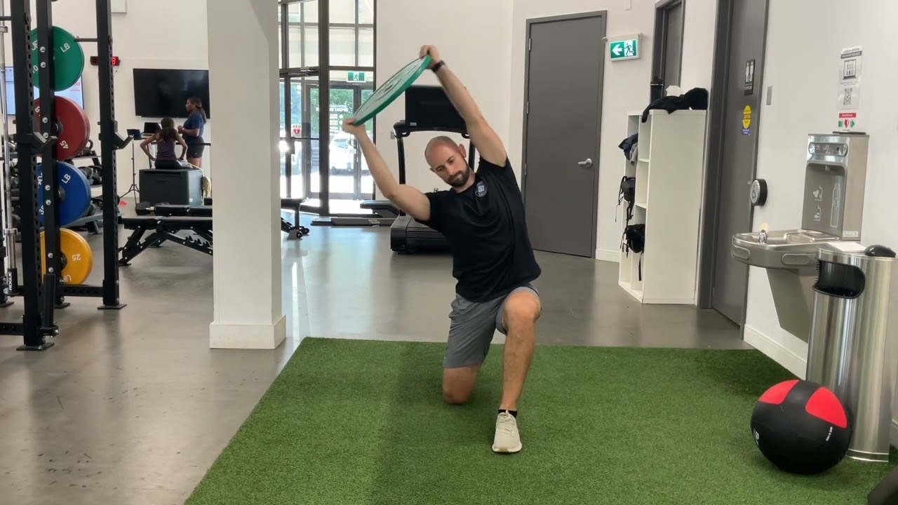 Half Kneeling Overhead Plate Side Bends