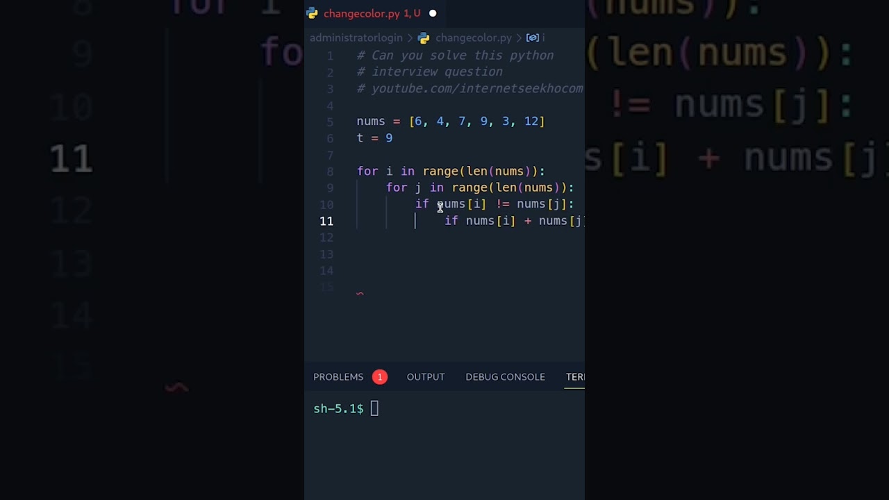 Most Asked Coding Interview Question #python #coding #shorts