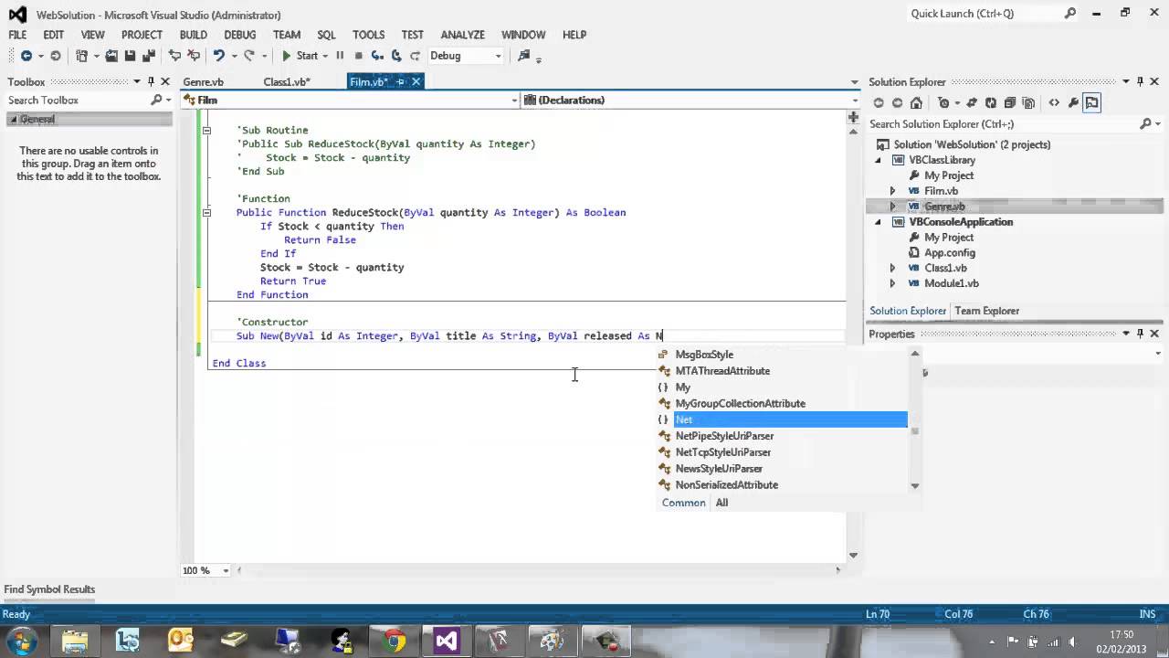 VB.NET Visual Studio 2012 - #7 Creating And Calling A Constructor - HD 720p