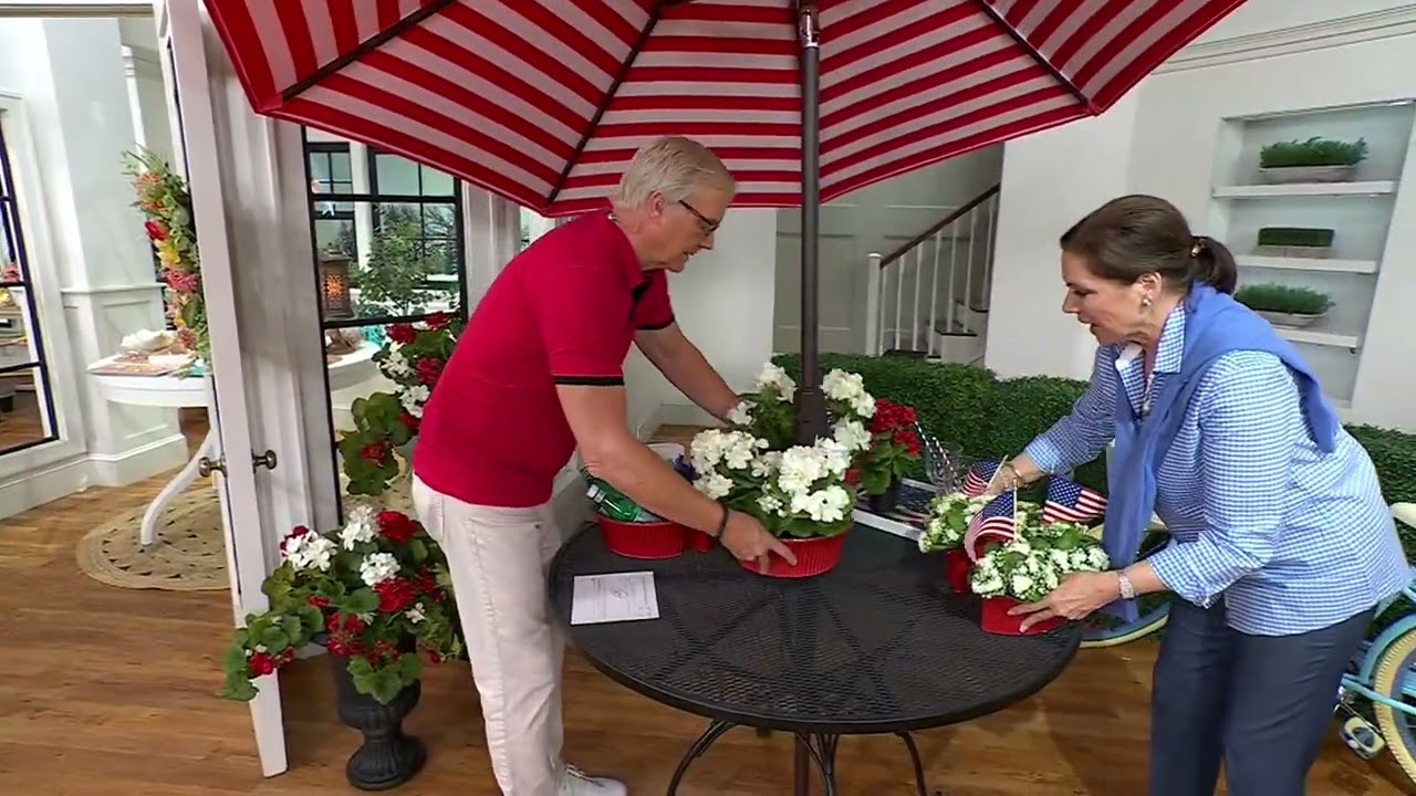 2-Piece Ceramic Umbrella Planter by Valerie on QVC