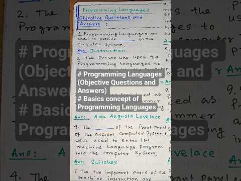 Programming Languages (Objective Questions and Answers) l Basics concept of Programming Languages