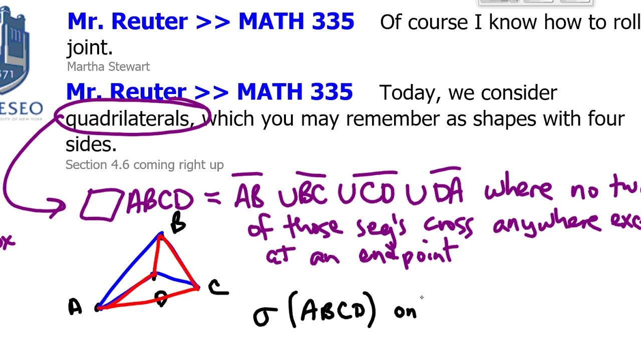 MATH335 Content - Quadrilaterals Definition