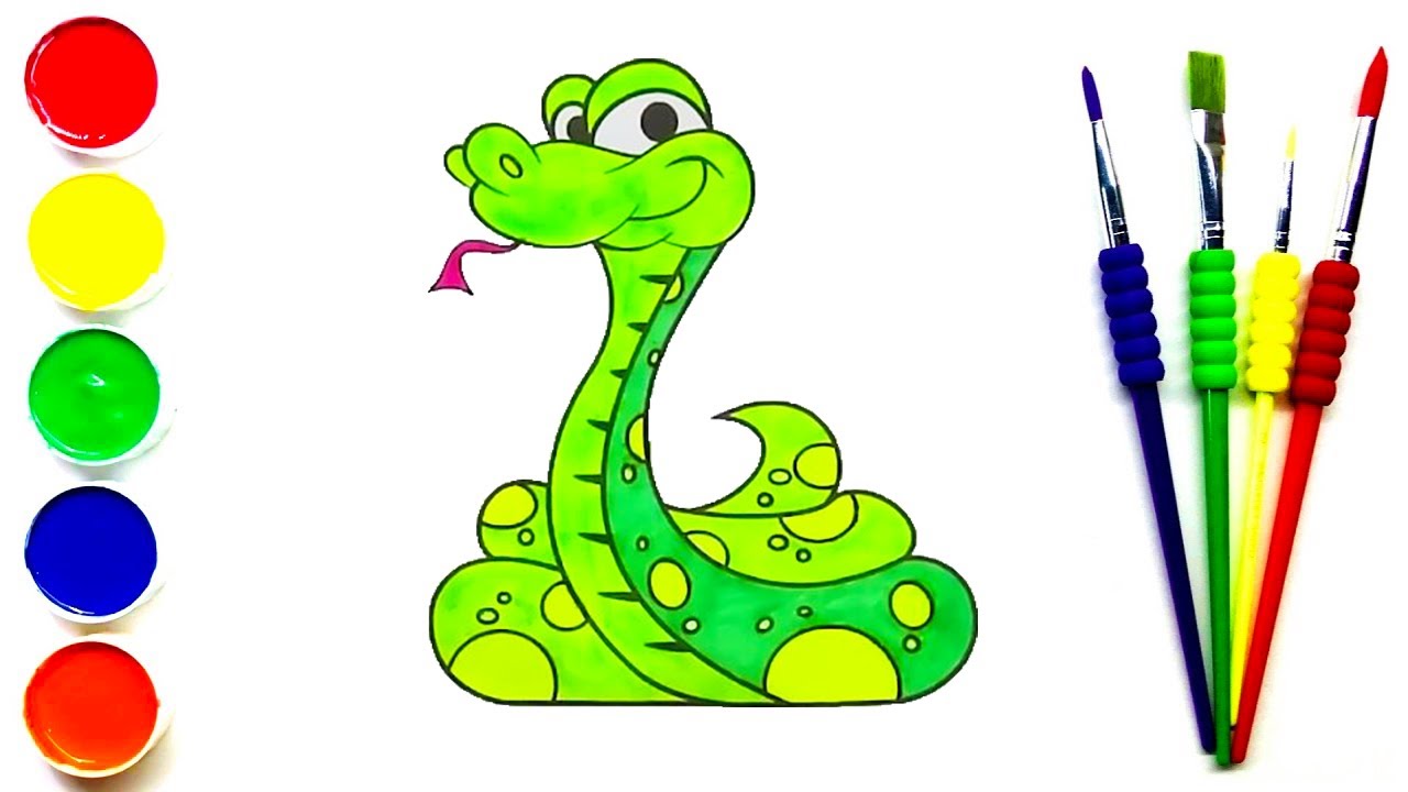 Snake Drawing and Coloring for Kids | Drawing and Coloring Snake Color pages for Children |