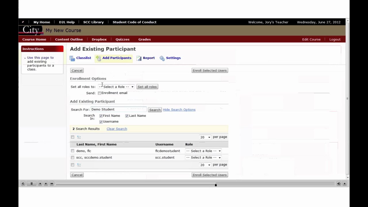 D2L - Adding Students Using the Classlist