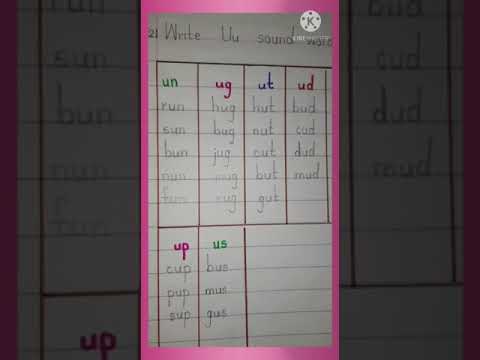 Words with short Uu sound ending with -un, ug, ut, ud, ub, up, us