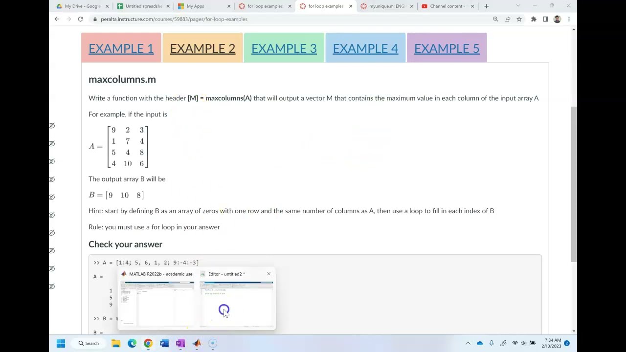 MATLAB - Module 4 - for loop example 2