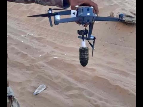 DJI military drone dropping grenades - basketball accuracy