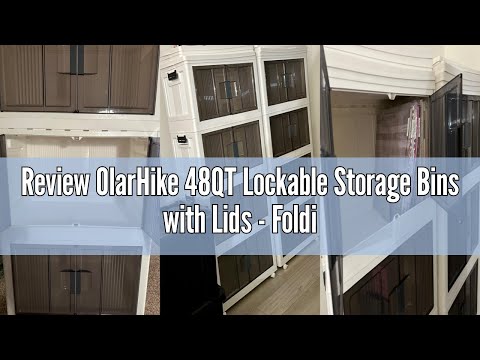 Review OlarHike 48QT Lockable Storage Bins with Lids - Folding Storage box with Doors and Wheels, Co