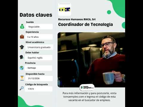 💼Coordinador de Tecnología | Empleos RD | tomaempleo.com #trabajo #empleosrd #empleo