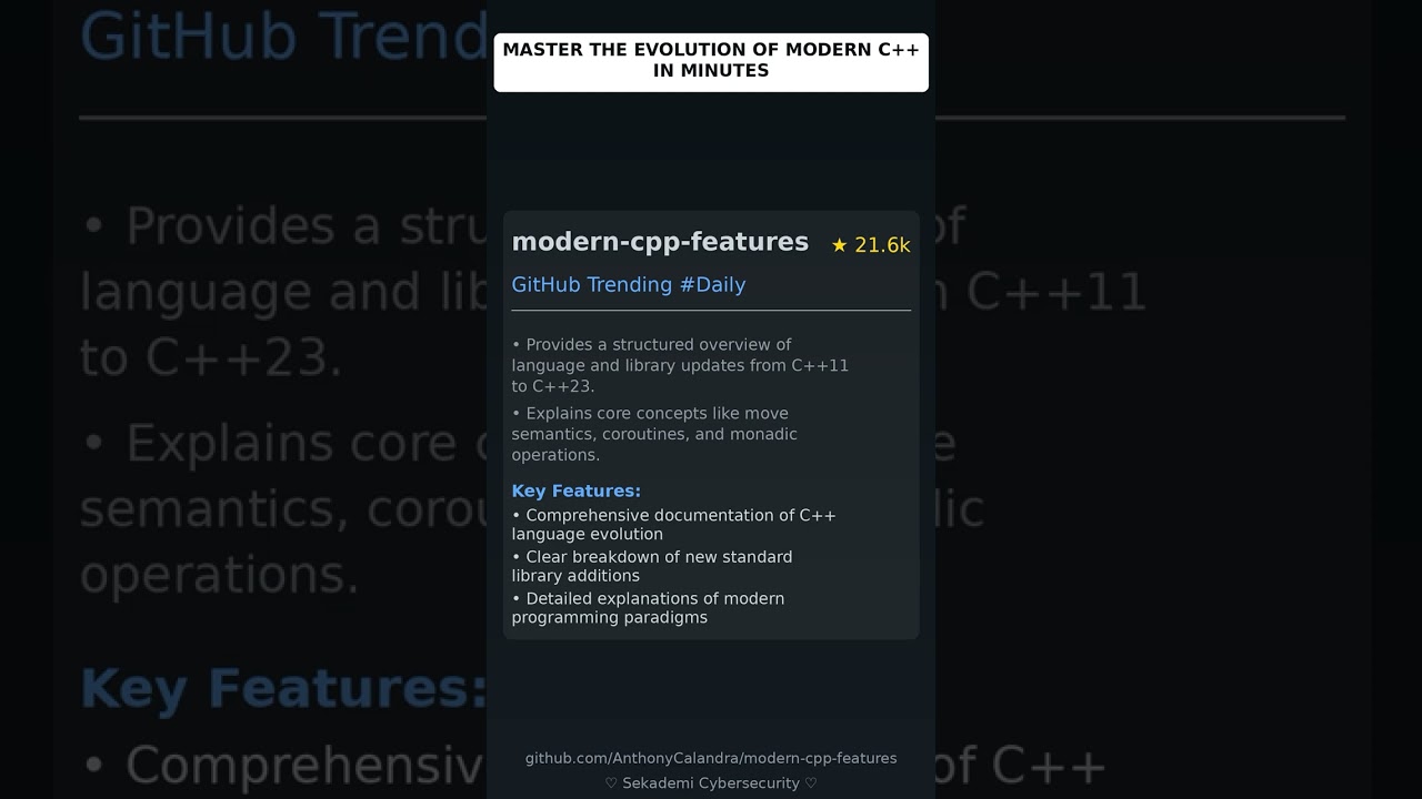 GitHub Trending Repositories: AnthonyCalandra/modern-cpp-features 🇬🇧