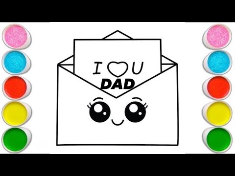 How to Draw a Cute “I LOVE YOU DAD”Father’s Day Card | Easy Drawing for Kids