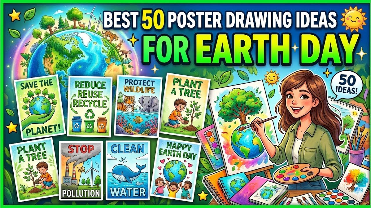 50 Best Earth Day Poster Drawing Ideas | Save Earth Save Environment Poster for Competition