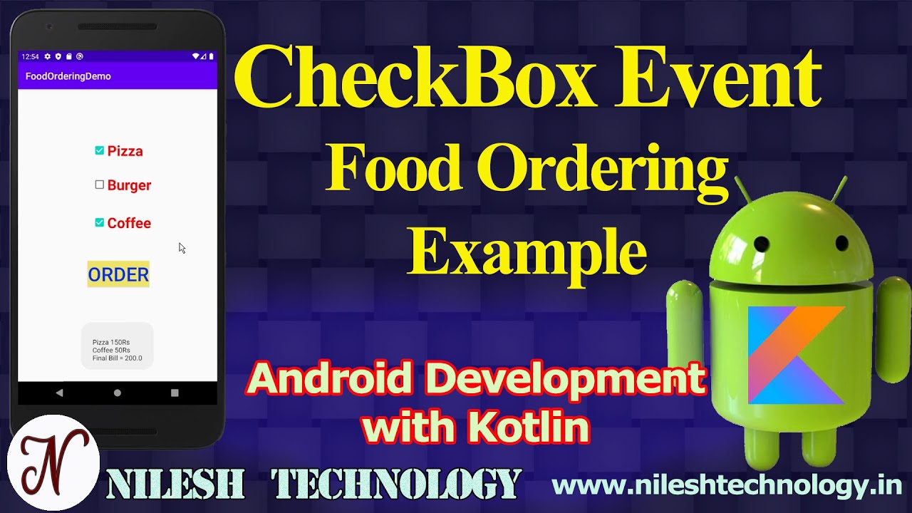 Android Checkbox Tutorial Kotlin | Food Ordering Example