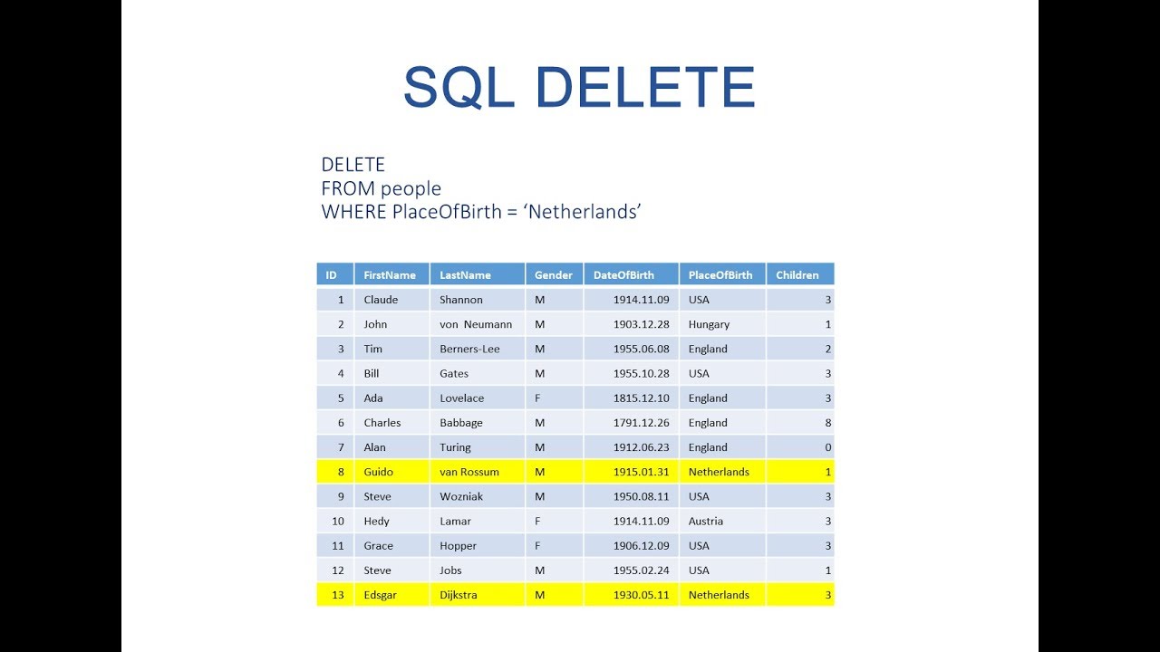 The SQL DELETE Statement