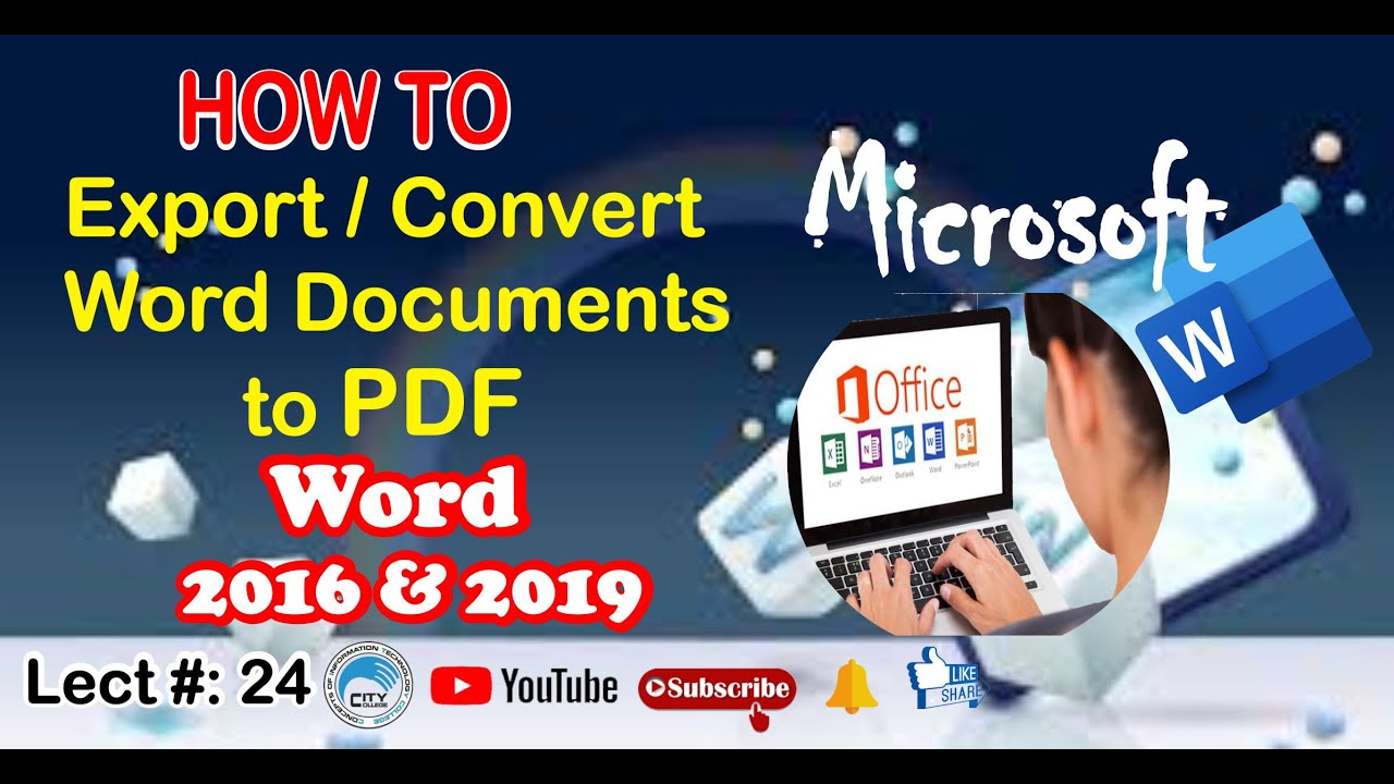 Lect#: 24 How to Export or Convert or Save Documents  to PDF in Ms Word