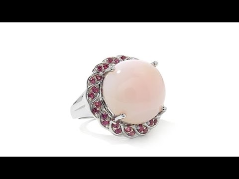 Colleen Lopez Round Pink Opal and Rhodolite Ring