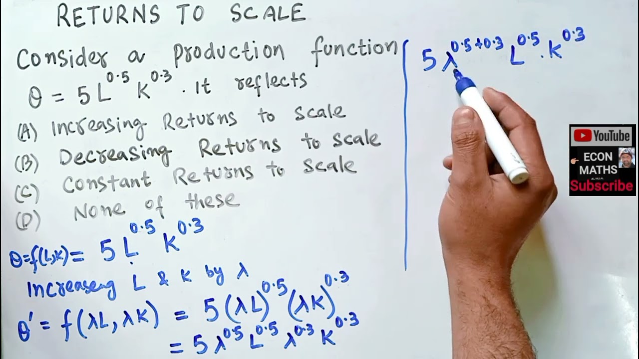 Returns to scale Cobb Douglas Production Function