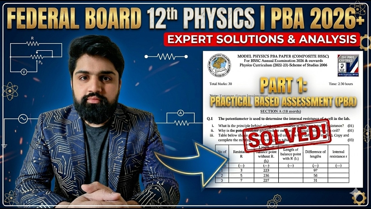 12th Class Physics PBA Model Paper 2026 Solved Federal Board | Class 12th Physics PBA Solution