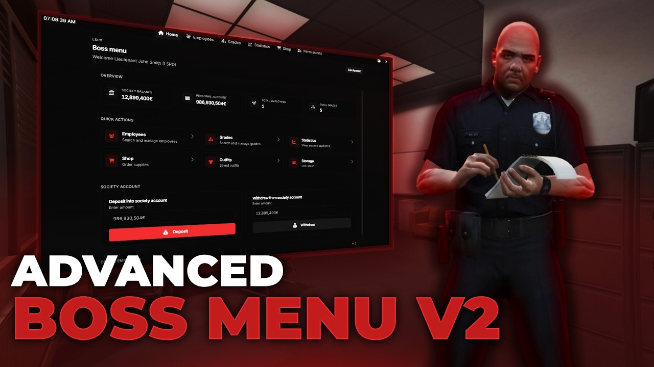 Advanced FiveM Boss Menu Script V2 [ESX/QB/QBOX]