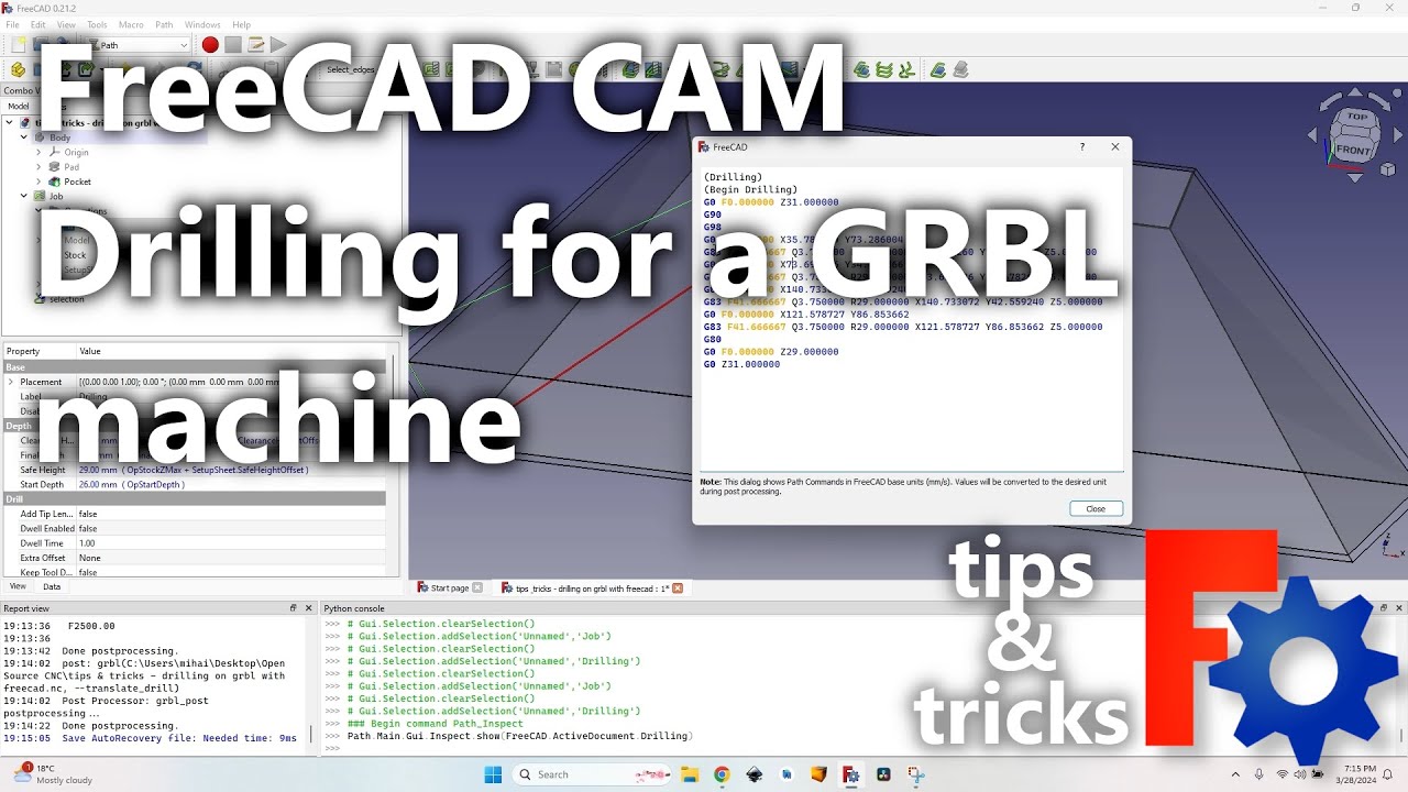 Drilling on GRBL CNC Machines – FreeCAD CAM Tip 5 (G0 & G1 G-Code Guide)