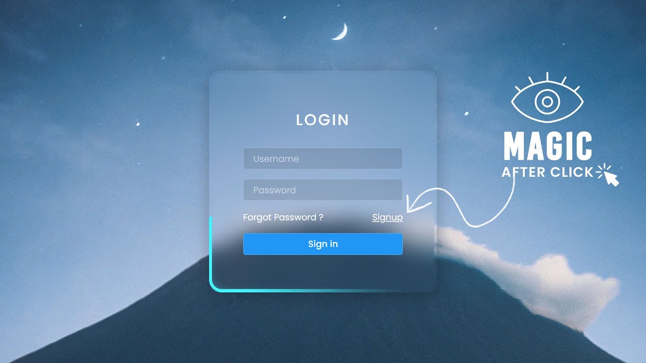 Animated Glassmorphism Login & Registration Form using Html CSS & Javascript
