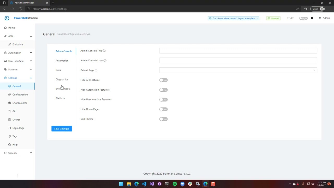 PowerShell Universal Training - Platform - Environments