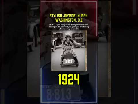 A Glimpse into 1924: Woman Driving a Tiny Car in Washington D.C