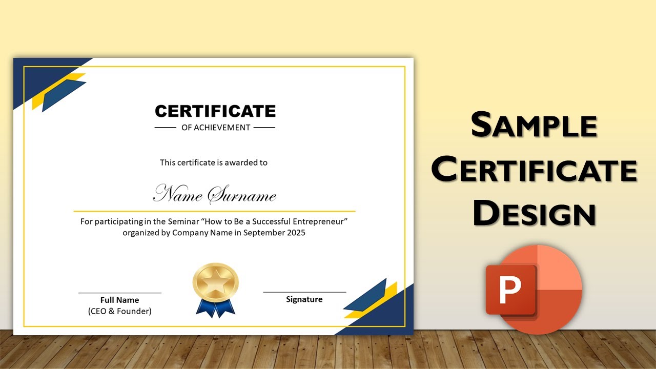 Sample Certificate of Achievement Design [A4 Certificate Template Design]