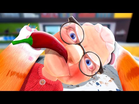 Force Feeding GRANNY Disgusting Food - I Am Cat VR