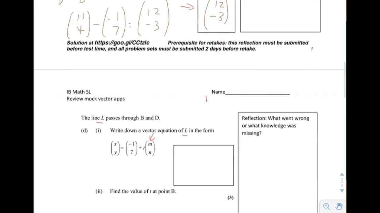 Math SL vector apps review solution
