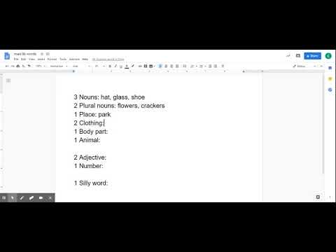 mad lib words - getting the bank of words