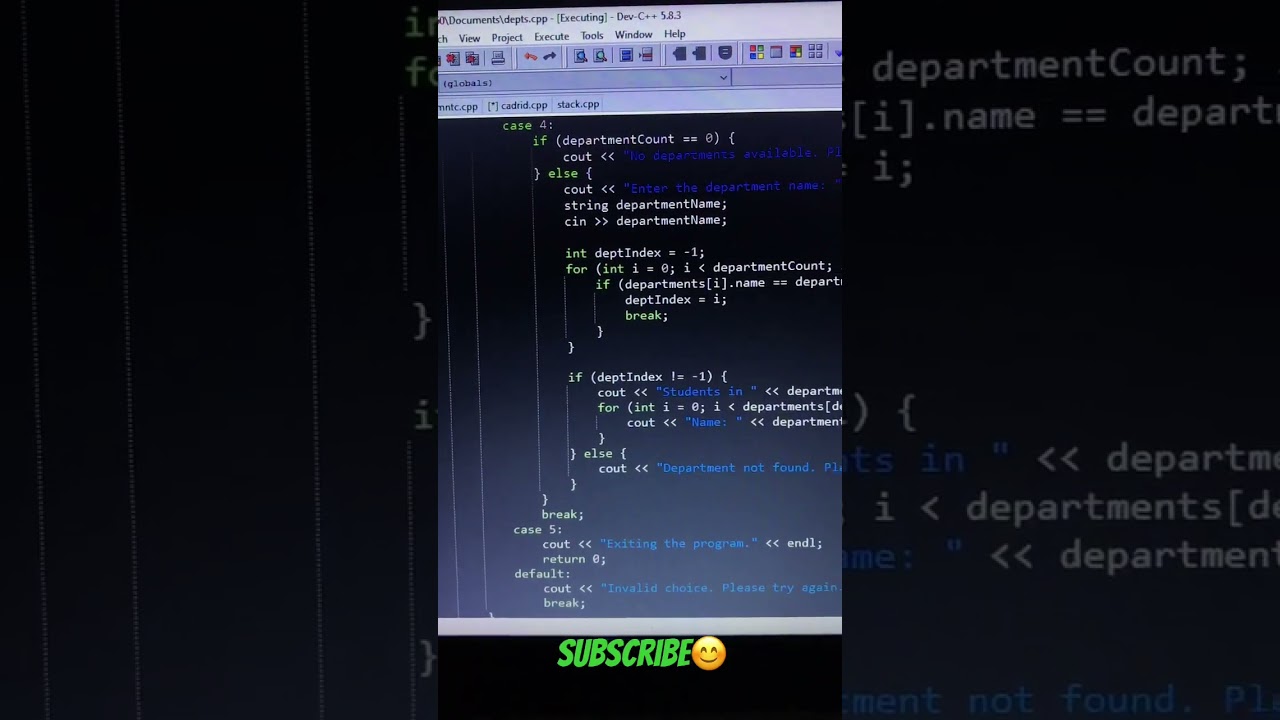 departments info IDE dev c++ #cppprogramming