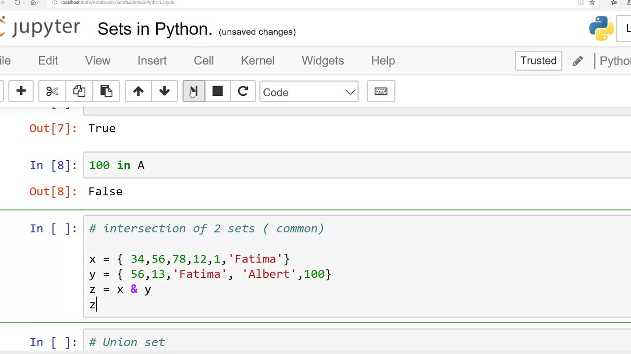 Python Sets, Intersection, Union,Subsets,Remove, Add Functions:English