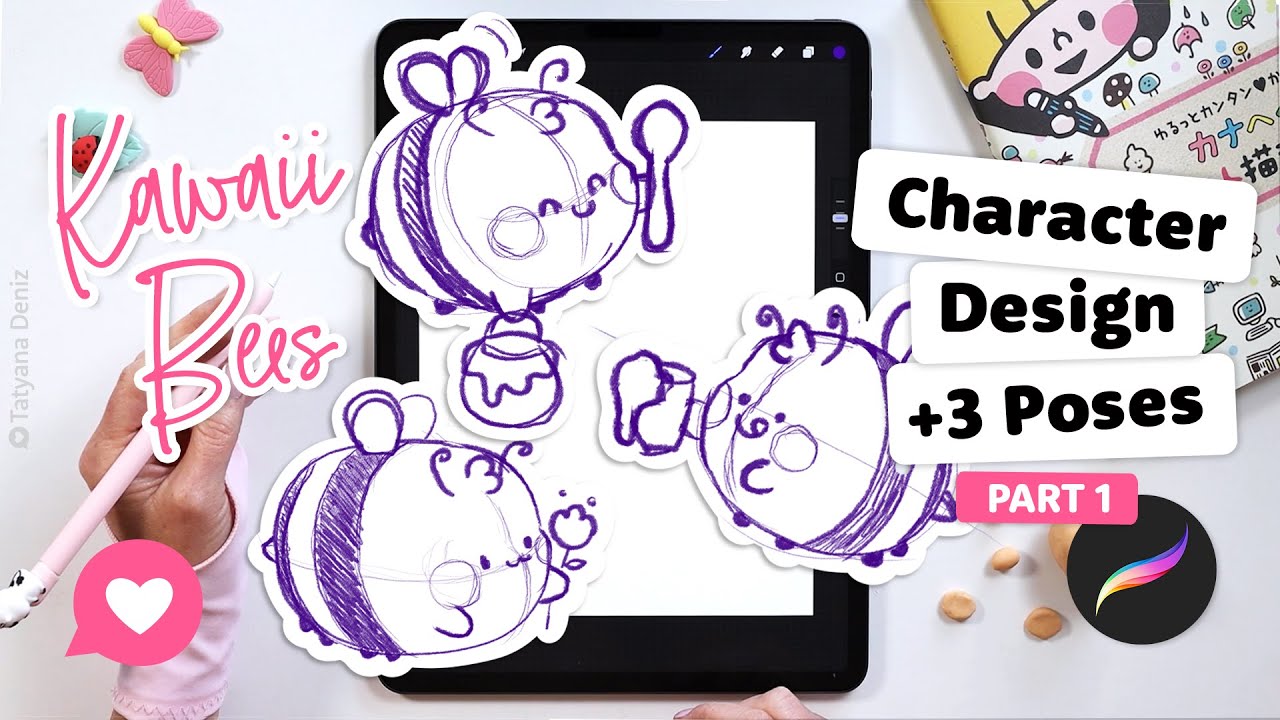 Create YOUR OWN kawaii art with this ULTIMATE character design tutorial: Kawaii Bees – Part 1