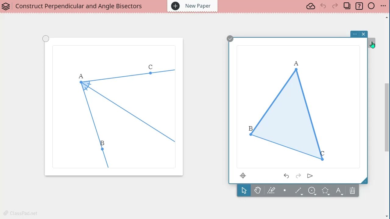 Constructing Perpendicular and Angle Bisectors with Construct Menu