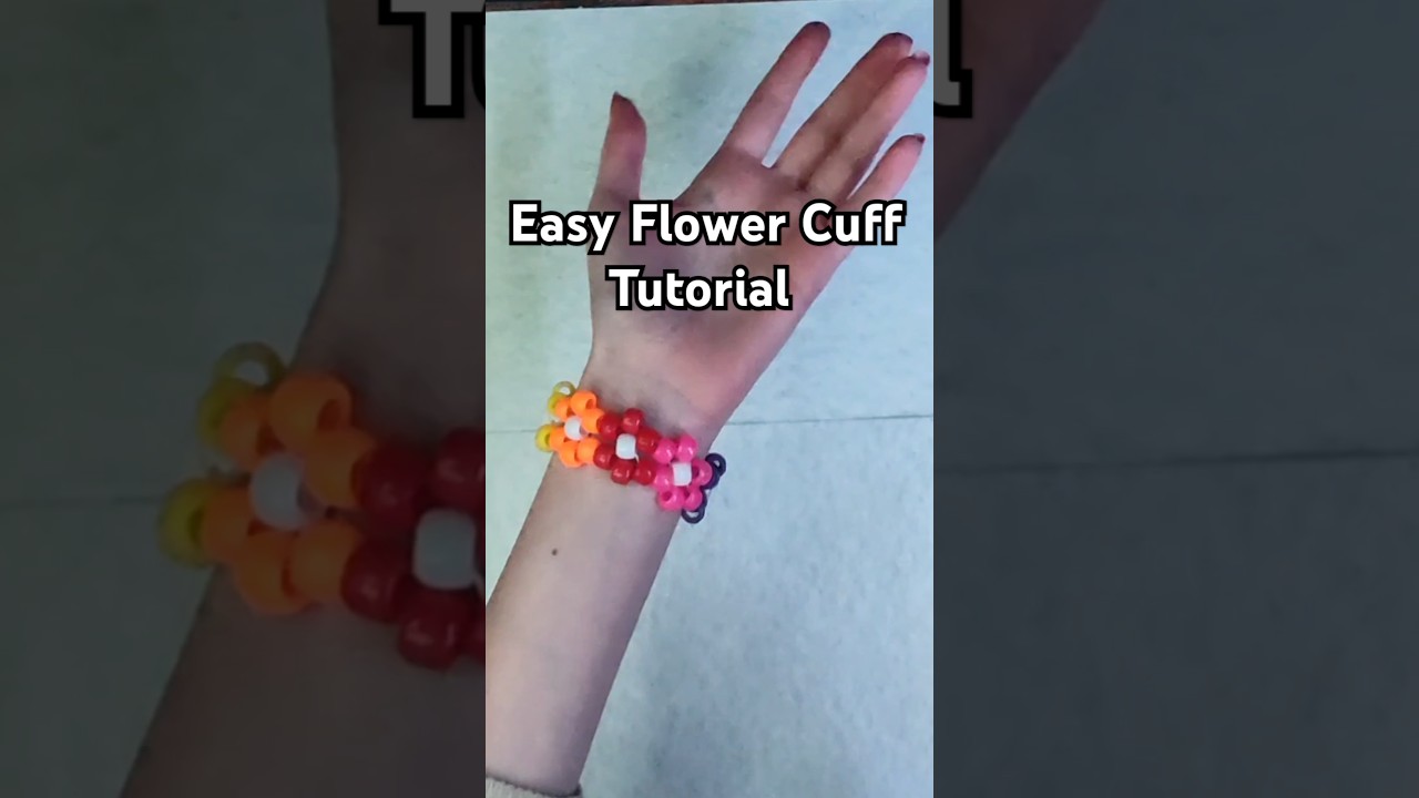 Flower cuff tutorial #kandi #kandikid #ponybeads Kandi cuff tutorial