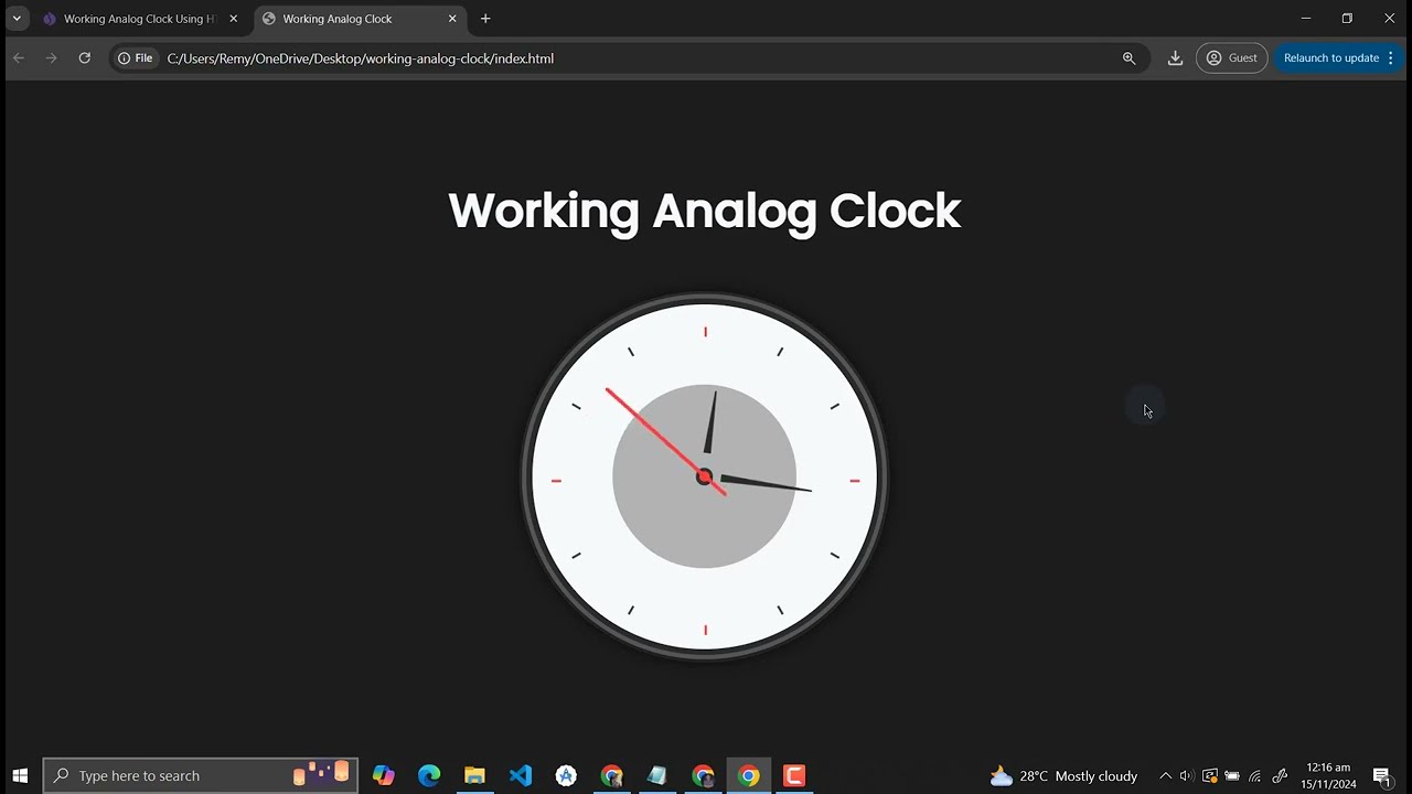 Working Analog Clock Using HTML, CSS and JavaScript with Source Code