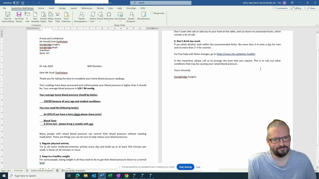 Pathology Instructions: BP - Processing Home BPs